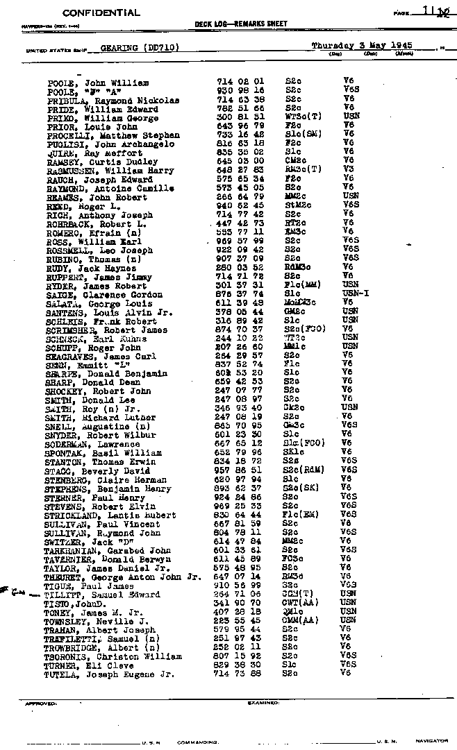 Commissioning deck log page 1